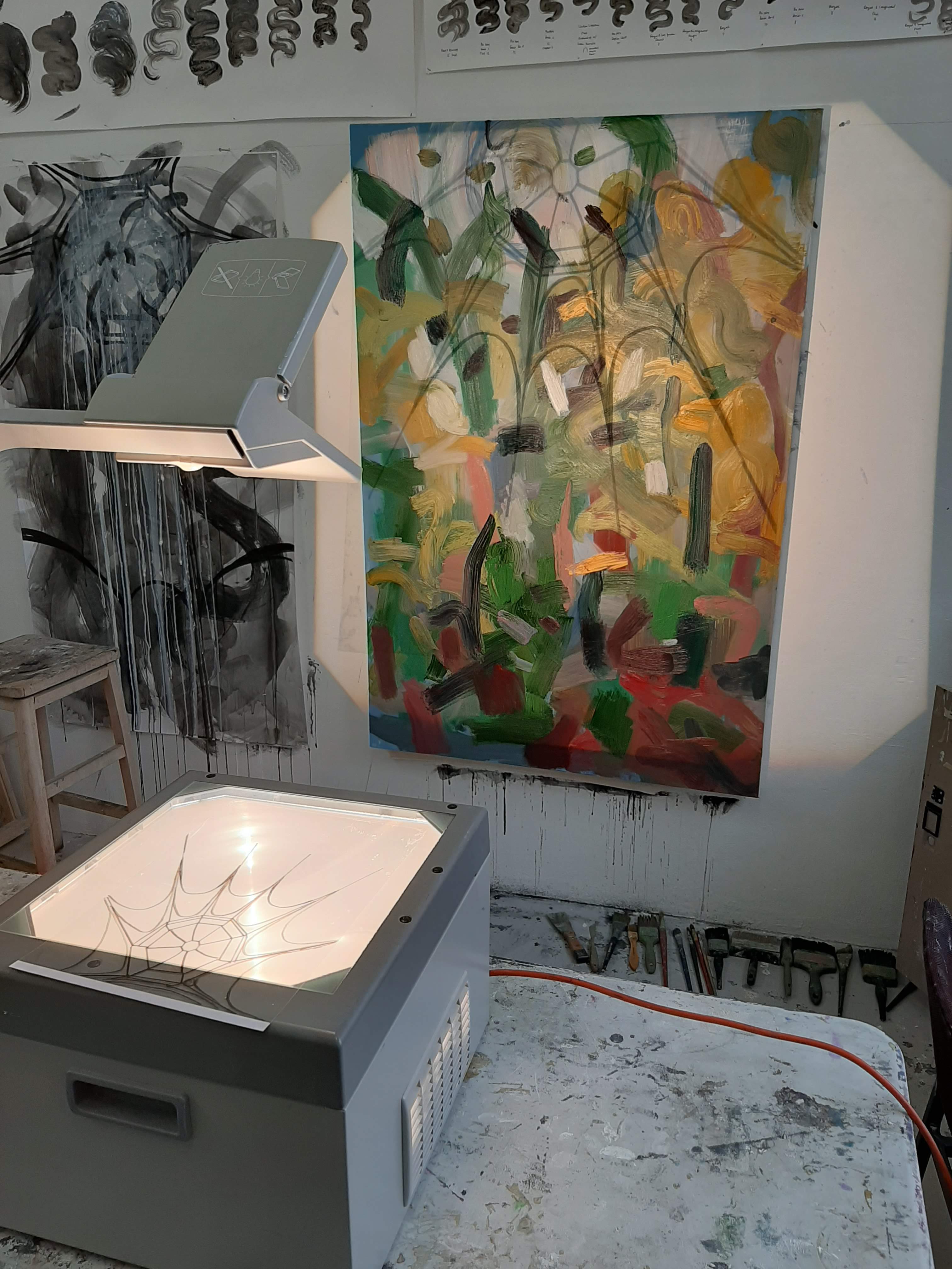 Adding structure lines and the finished painting – Georgina Harris